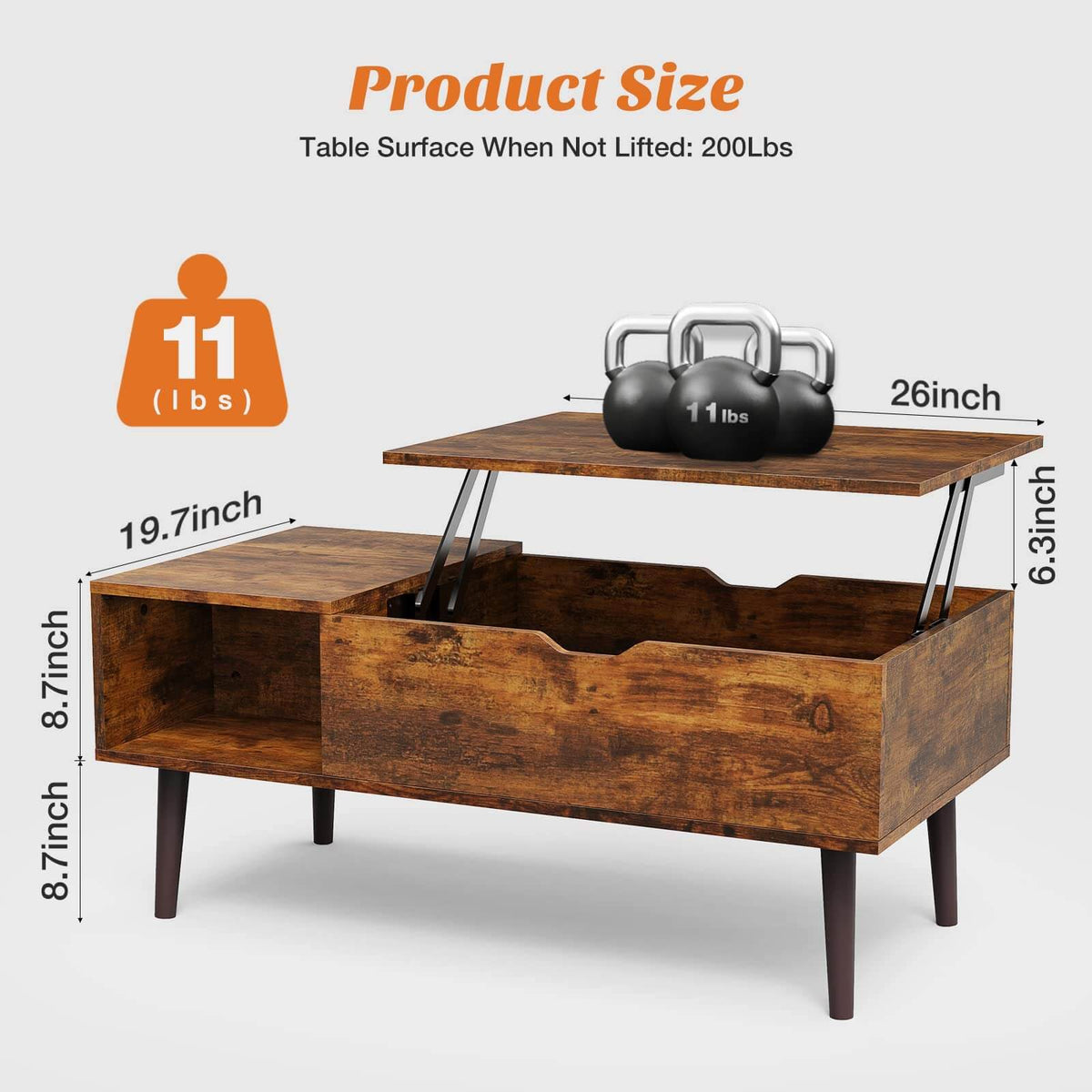 Sweetcrispy Coffee Table Liftable with Storage for Living Room